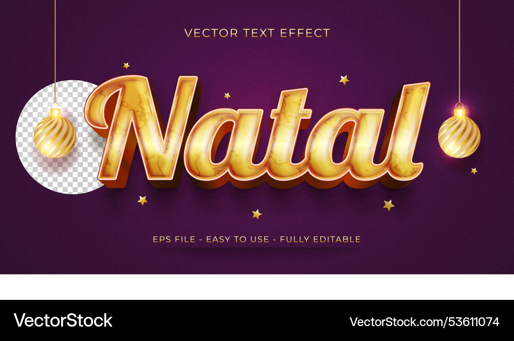 3d text effect natal merry christmas label Vector Image