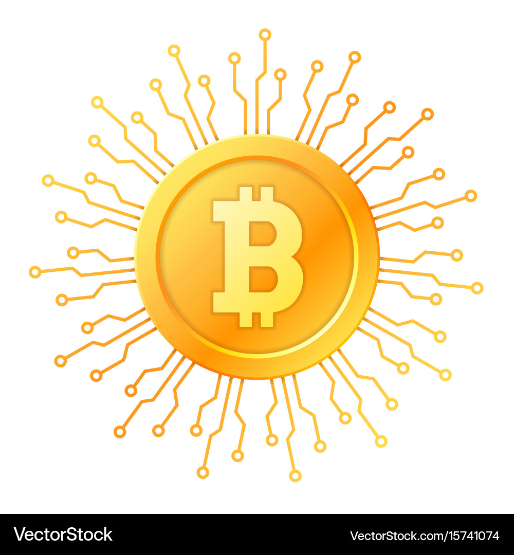 Bitcoin symbol icon sign emblem Royalty Free Vector Image