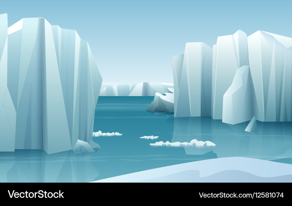 Cartoon realistic nature winter arctic ice Vector Image