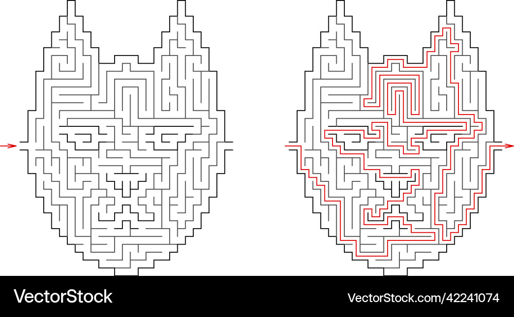Cat head maze difficult labyrinth Royalty Free Vector Image