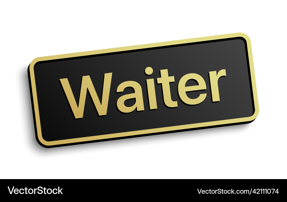 Classic style waiter black badge Royalty Free Vector Image