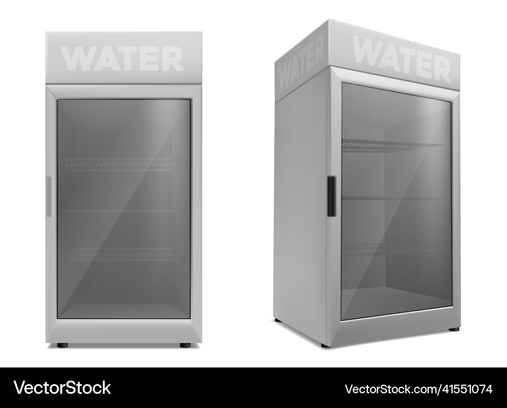 Empty mini refrigerator with transparent glass Vector Image