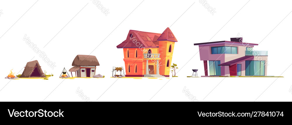 Evolution house architecture cartoon concept Vector Image