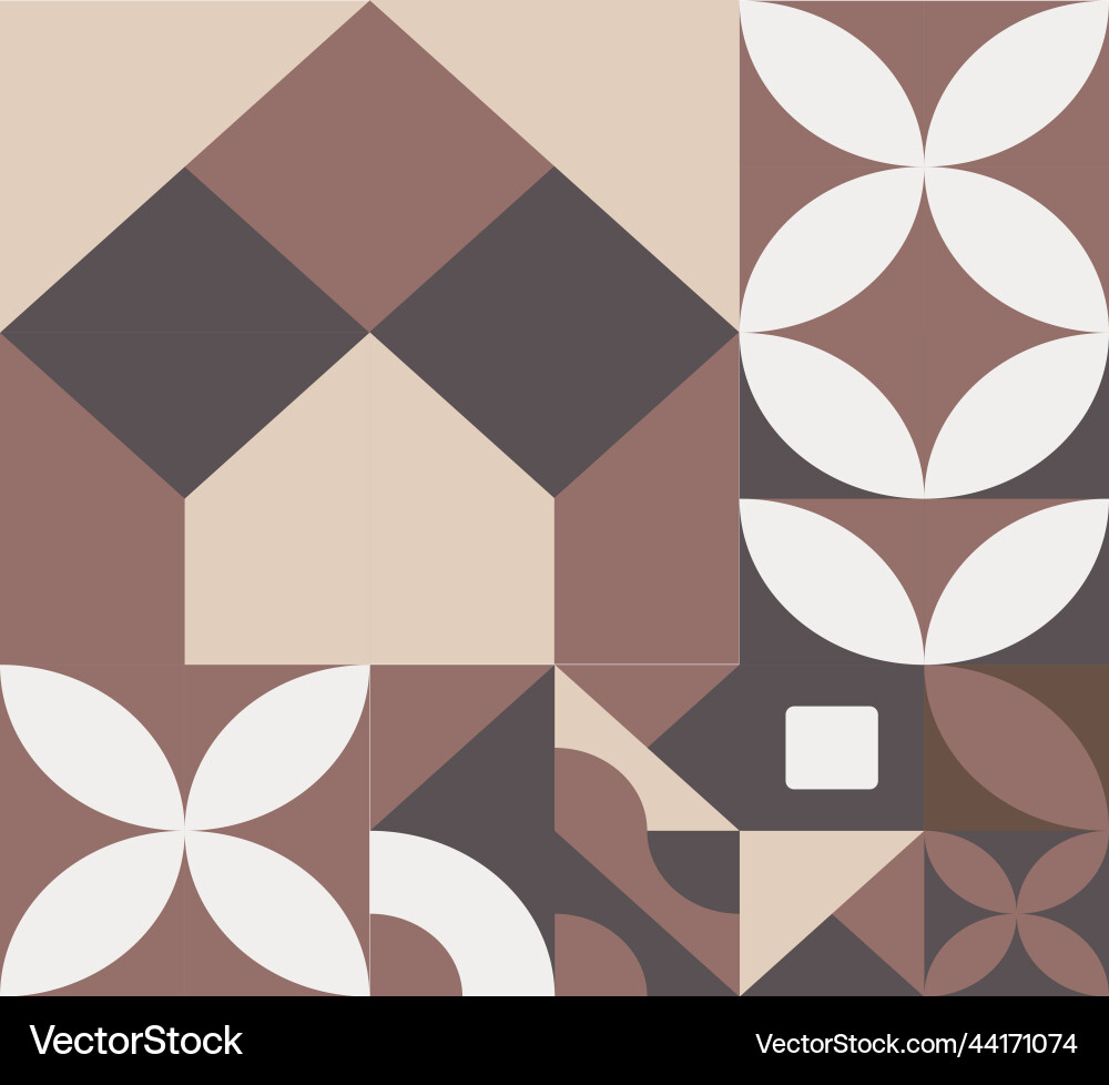 Geometric abstract motifs on tile or grid Vector Image
