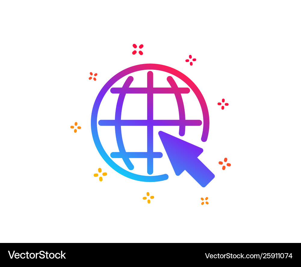 Globe with mouse cursor icon world sign Royalty Free Vector