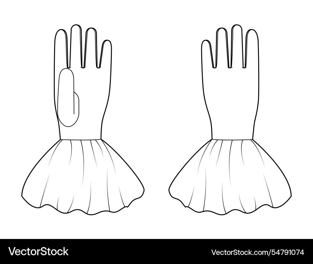 Gloves with ruffled cuff wrist above length Vector Image