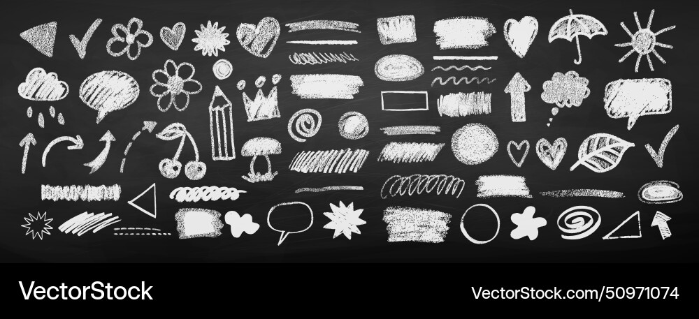 Gunge chalk drawn elements doodles Royalty Free Vector Image