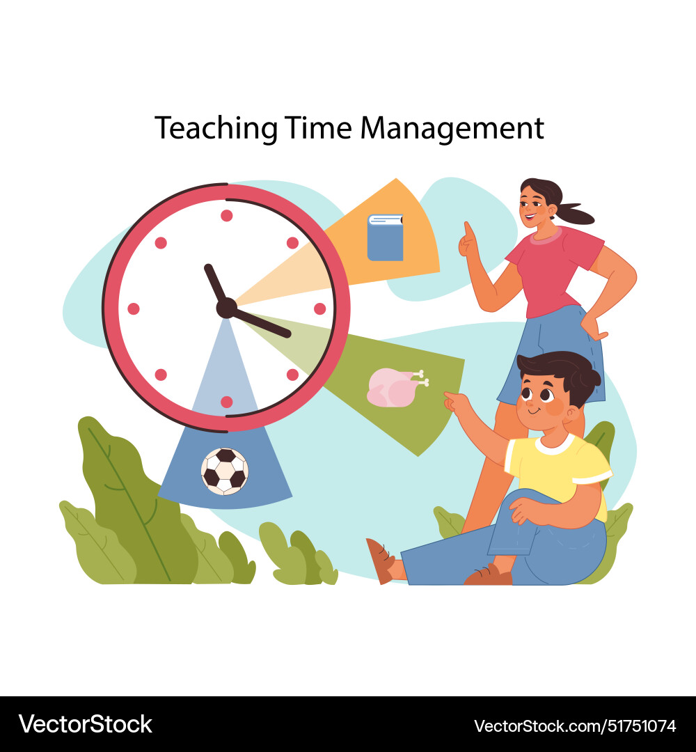Learning time management flat Royalty Free Vector Image