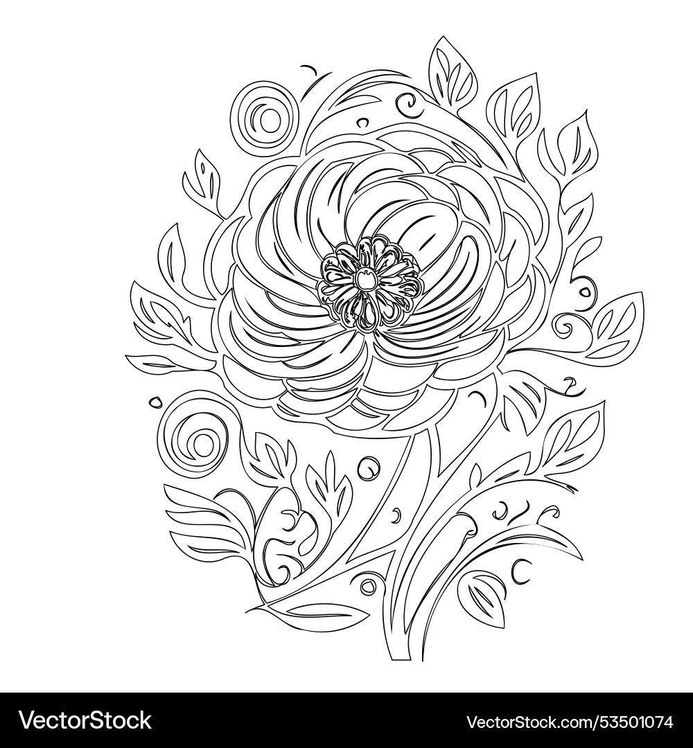 Marigold spiral outline sketch Royalty Free Vector Image