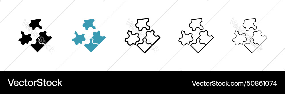 Puzzle icon set piece jigsaw match symbol Vector Image