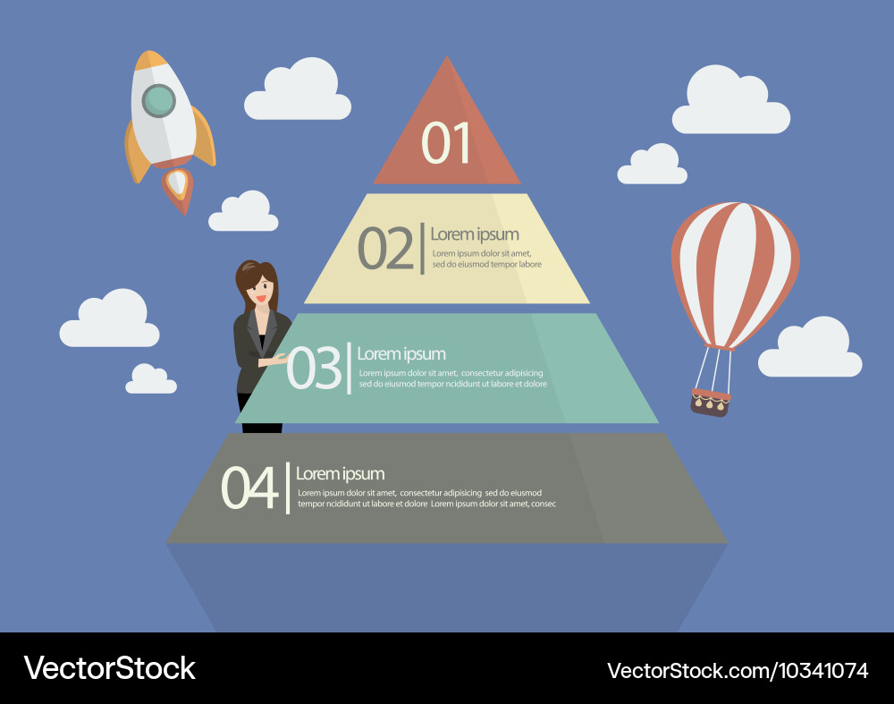 Pyramid Chart with Female Figure Royalty Free Vector Image