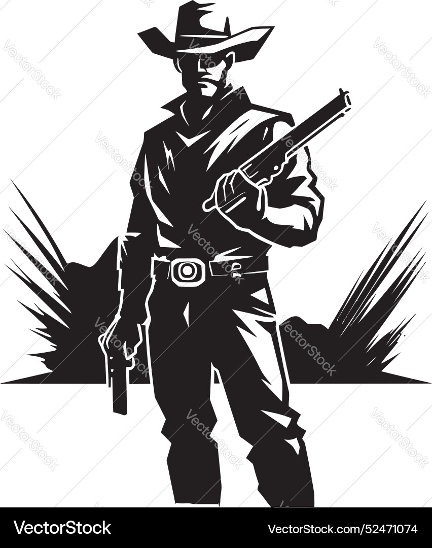 Quick draw rodeo cowboy gun logo design western Vector Image