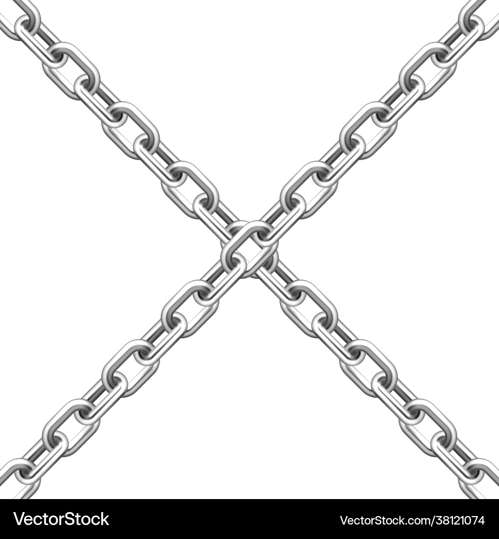 Realistic crossing metal chains with silver links Vector Image
