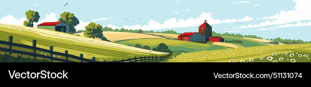 Rural farm landscape Royalty Free Vector Image