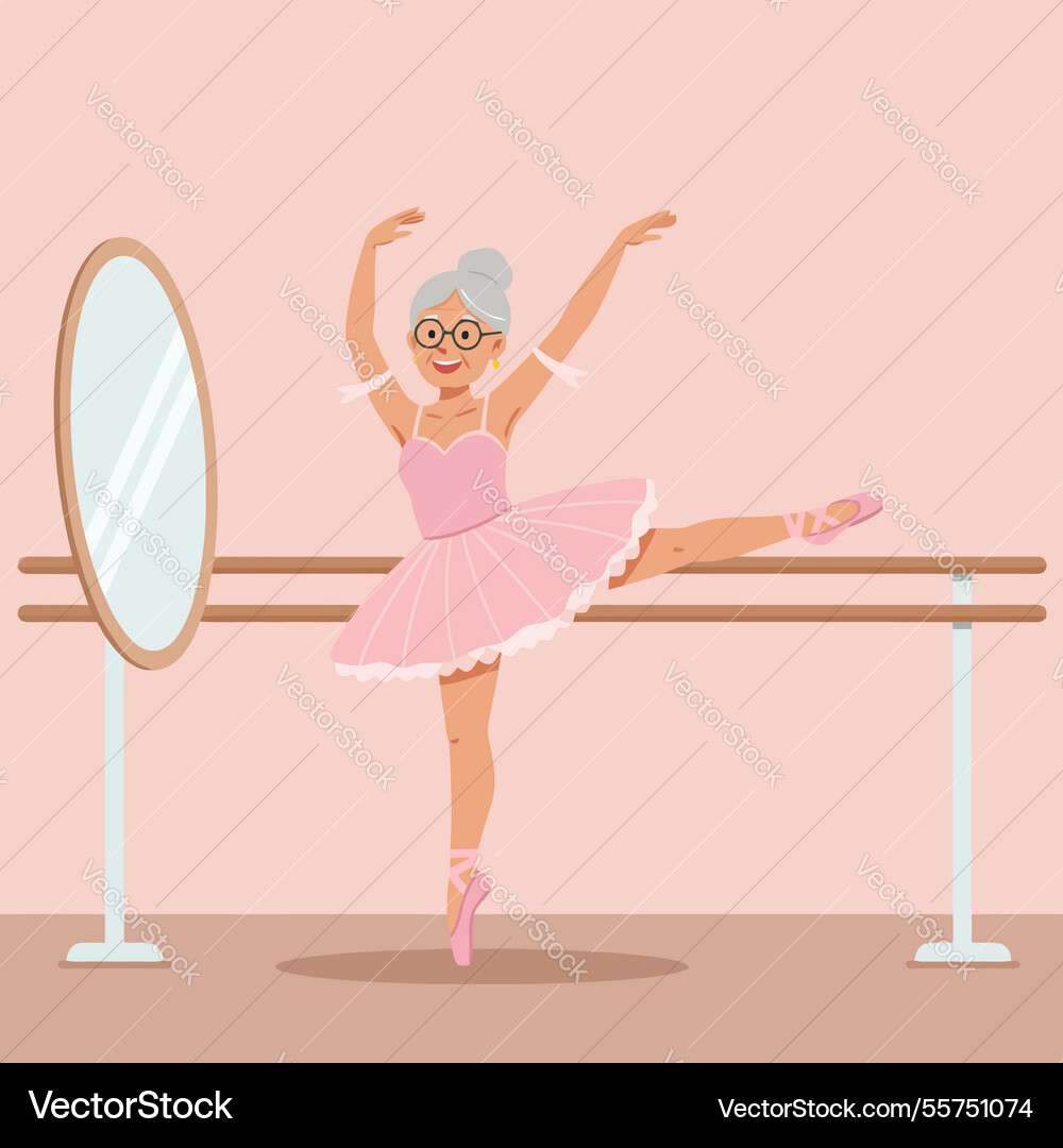 Senior woman practicing ballet position Royalty Free Vector