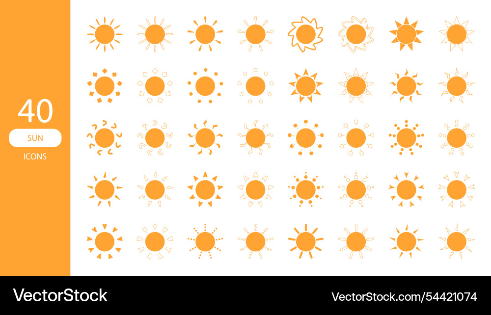 Sun icon symbol sunlight summer light sunshine Vector Image