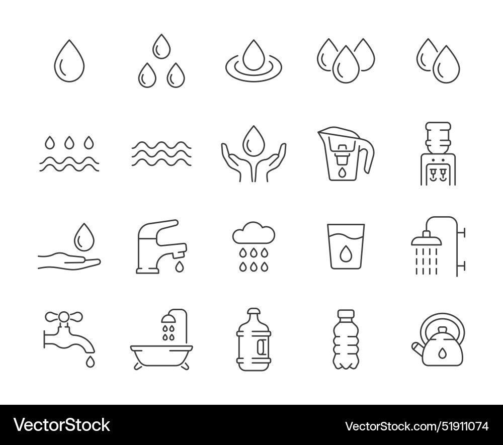 Water line icon set collection Royalty Free Vector Image