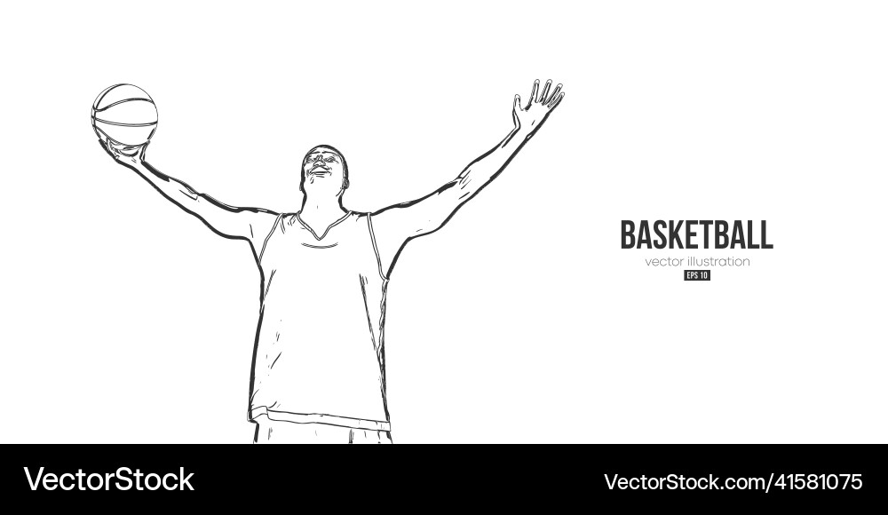 Basketball player man in action isolated white Vector Image