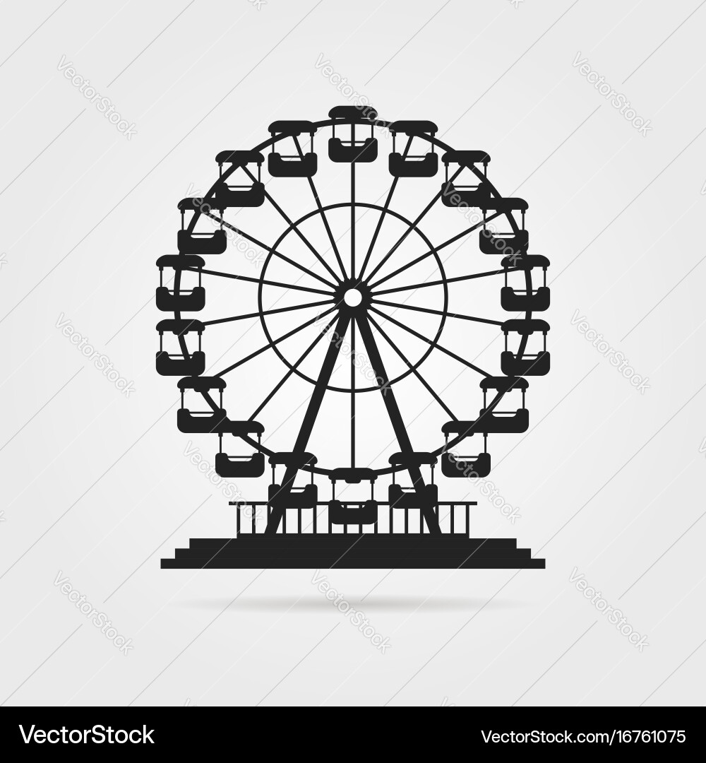 Black ferris wheel with shadow Royalty Free Vector Image
