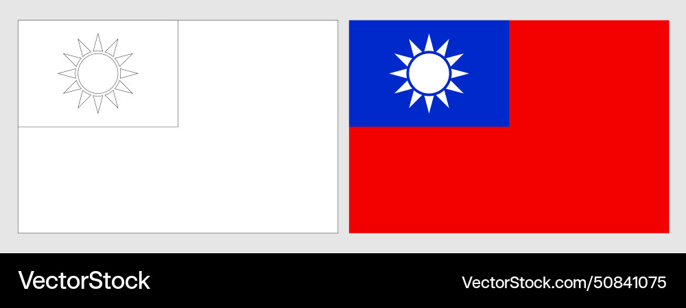 Coloring flag set of taiwan Royalty Free Vector Image
