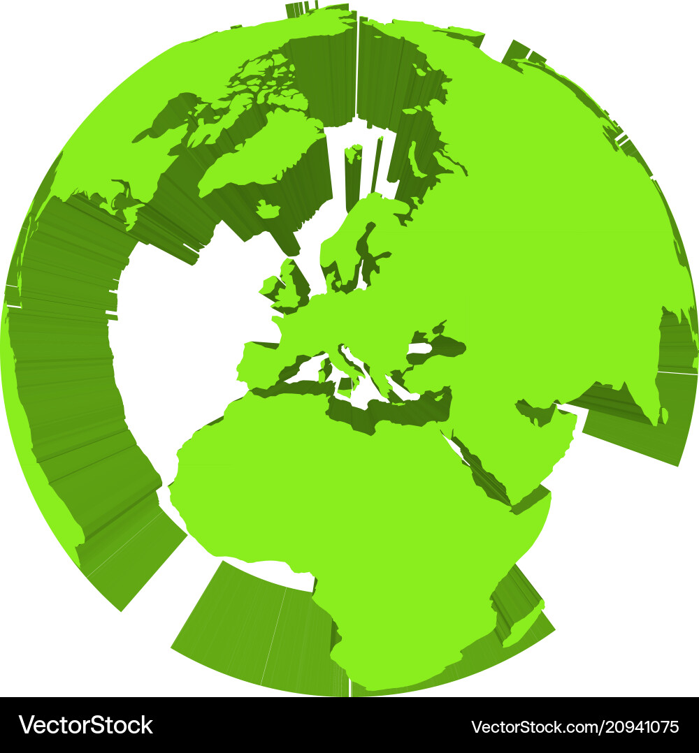 Earth globe model with green extruded lands Vector Image