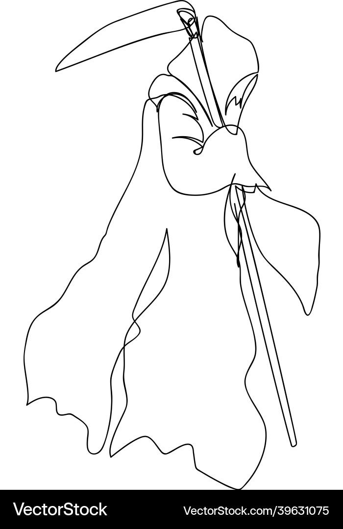 Grim reaper one line art continuous drawing Vector Image