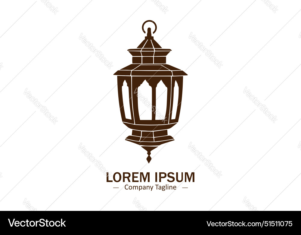 Lantern ramadan lamp logo design icon silhouette Vector Image