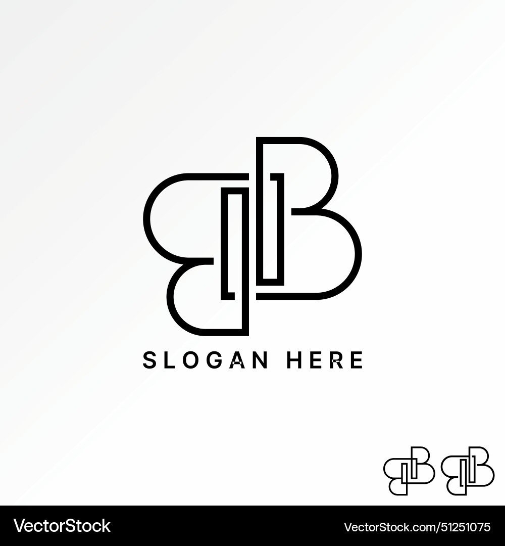 Letter b bb font line art motif pattern flip top Vector Image