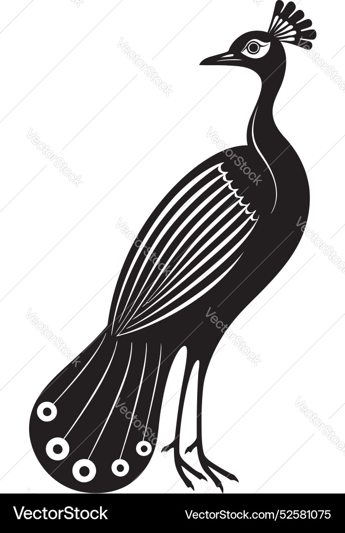 Opulent Plumage Majesty Large Peacock Emblem Vector Image