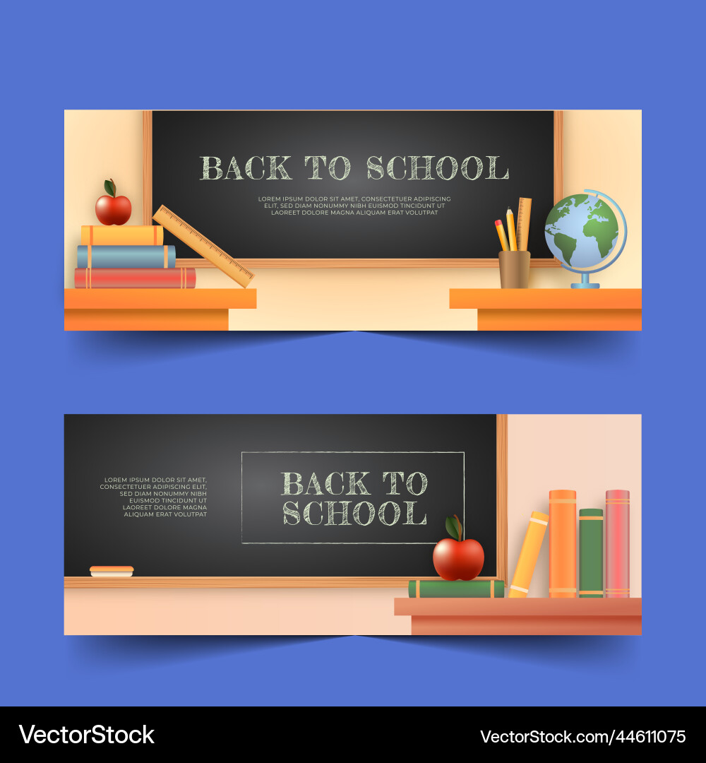 Realistic back school banners set design Vector Image
