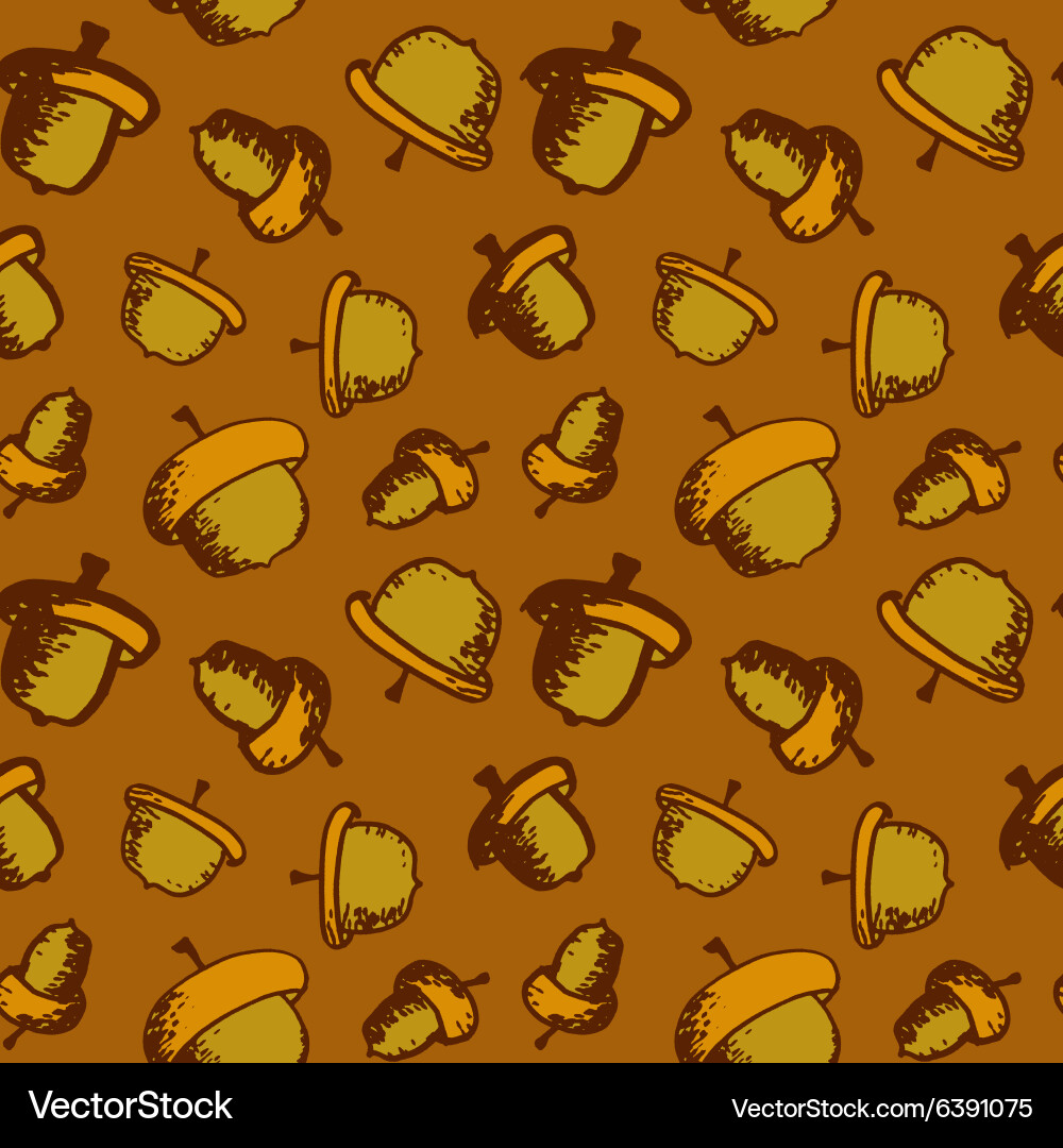 Seamless acorn pattern Royalty Free Vector Image