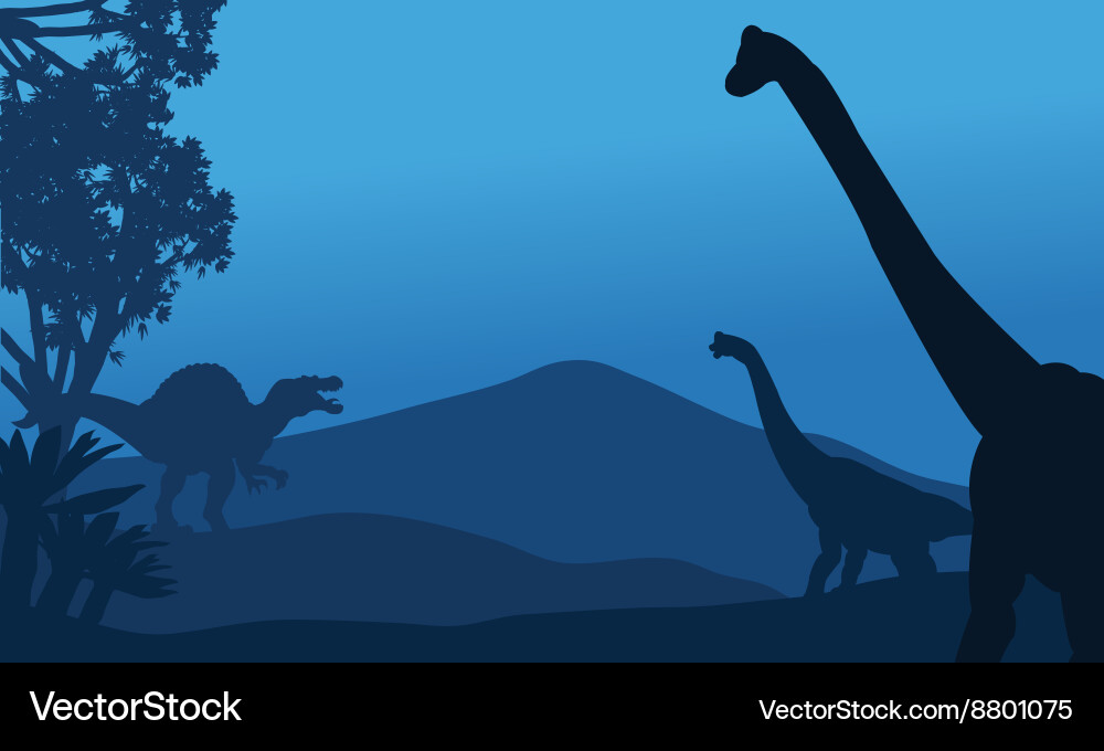 Silhouette von brachiosaurus und spinosaurus Vektorbild