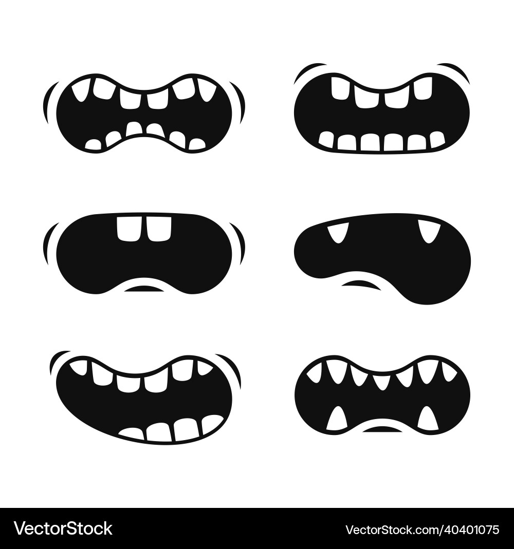 Smiling cartoon mouth set on white background Vector Image