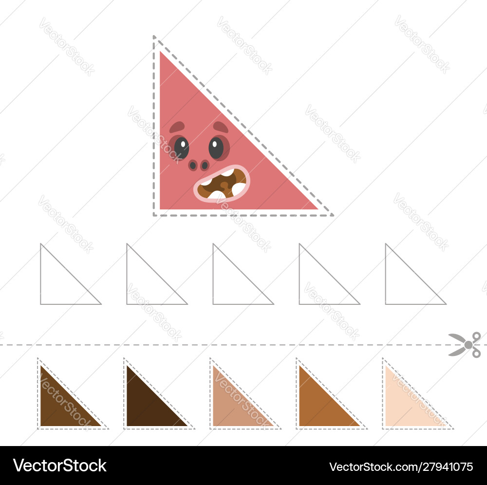 Study triangle 2 cut and glue Royalty Free Vector Image