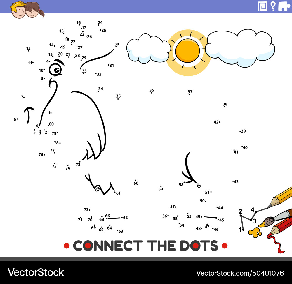 Connect the dots activity with cartoon goat Vector Image
