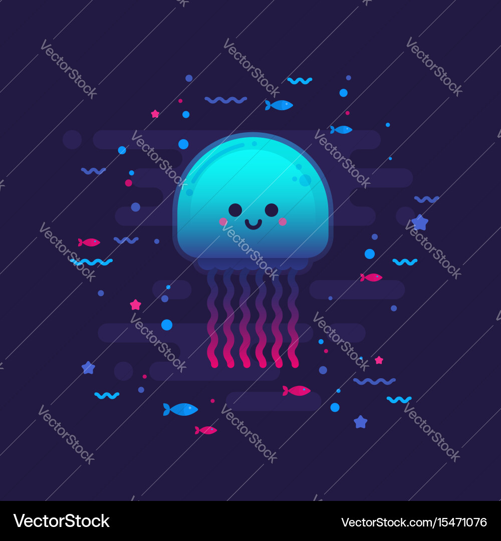 Cute cartoon jellyfish character Royalty Free Vector Image