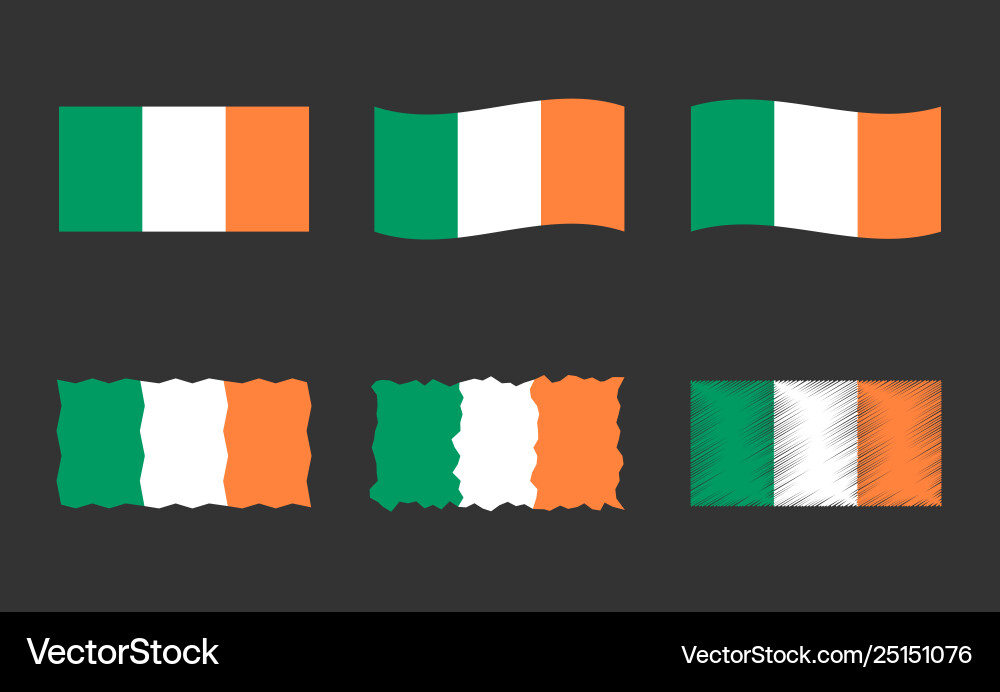 Ireland flag set official colors and proportion Vector Image