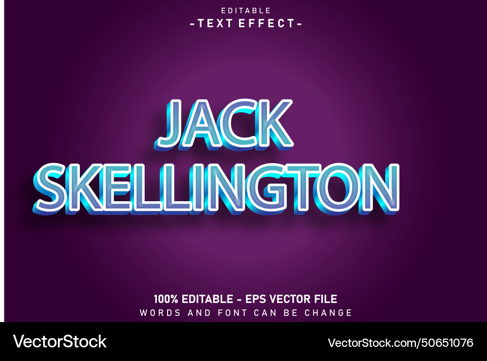 Jack skellington editable text effect 3 d emboss Vector Image