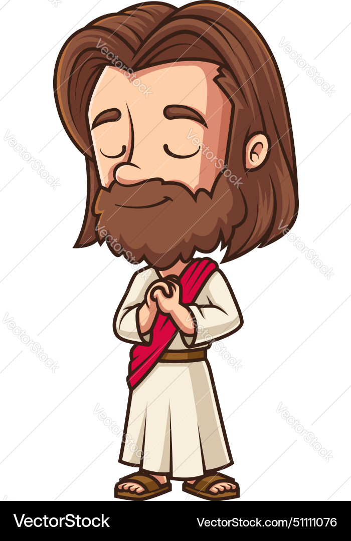 Jesus jesus praying cartoon clip art Royalty Free Vector