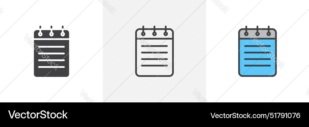 Memo pad line icon set Royalty Free Vector Image