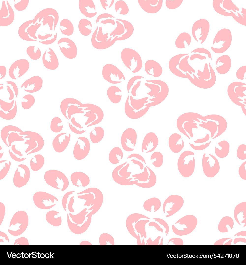 Seamless pink cat paw pattern design for fabric Vector Image