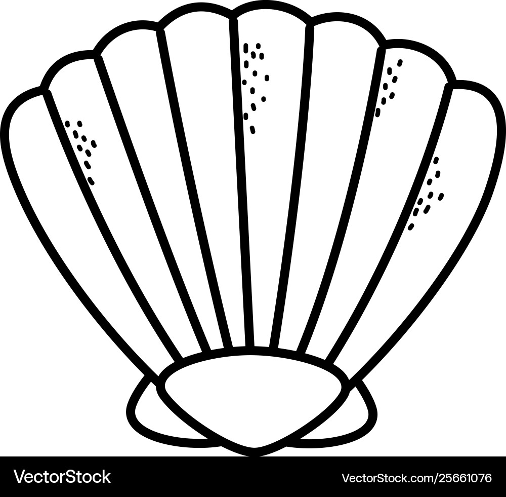 Shell cartoon in black and white Royalty Free Vector Image