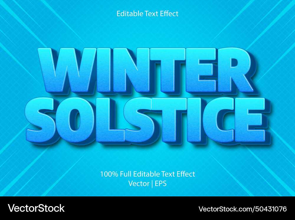Winter solstice editable text effect embossed Vector Image