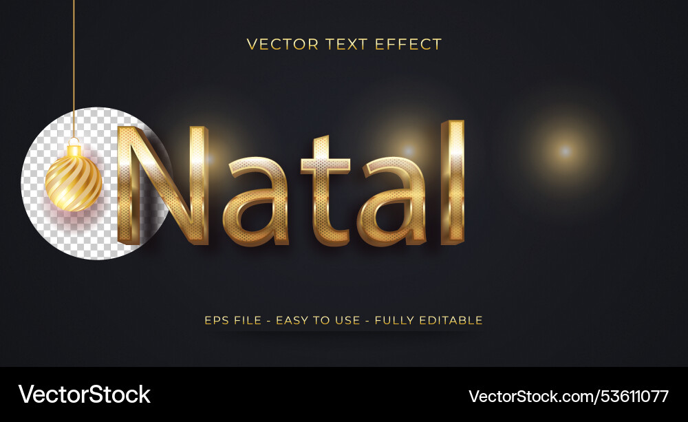 3d text effect natal merry christmas label Vector Image