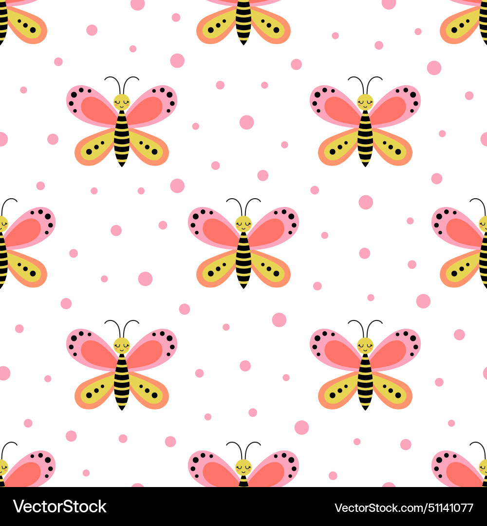Butterfly character seamless pattern Royalty Free Vector