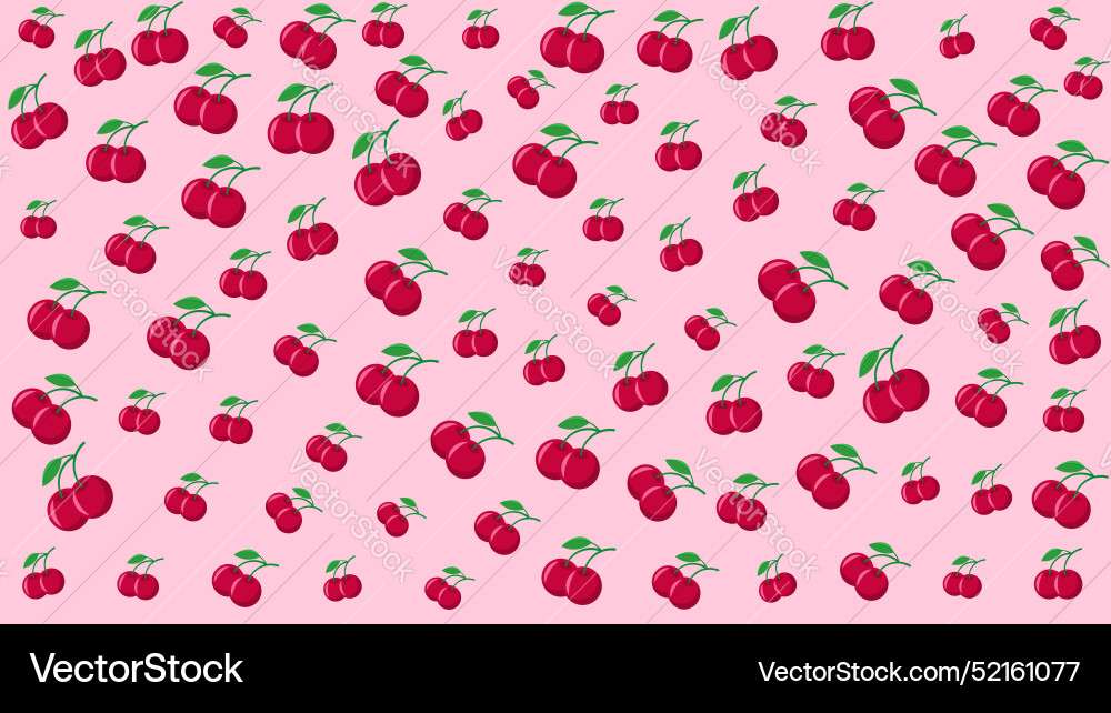 Cherries on a light pastel red background Vector Image