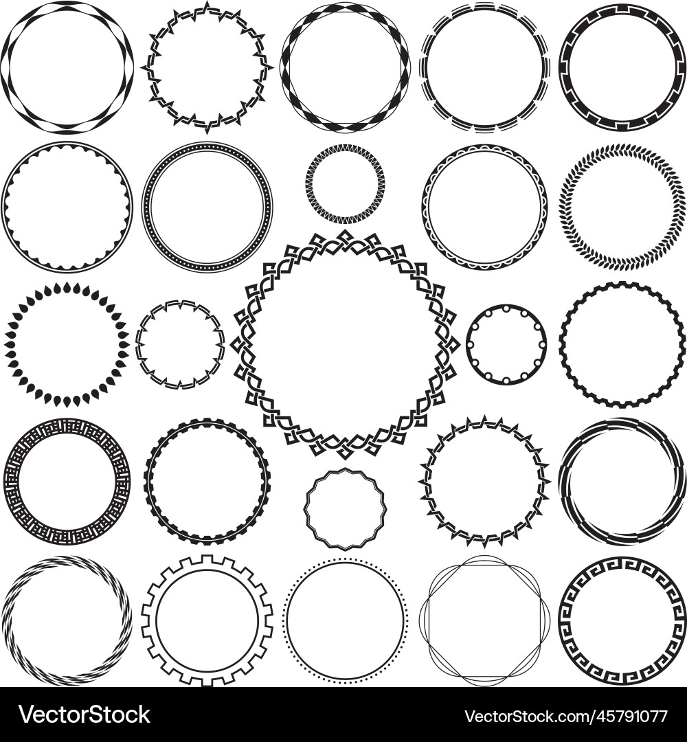 Collection of round decorative border frames Vector Image
