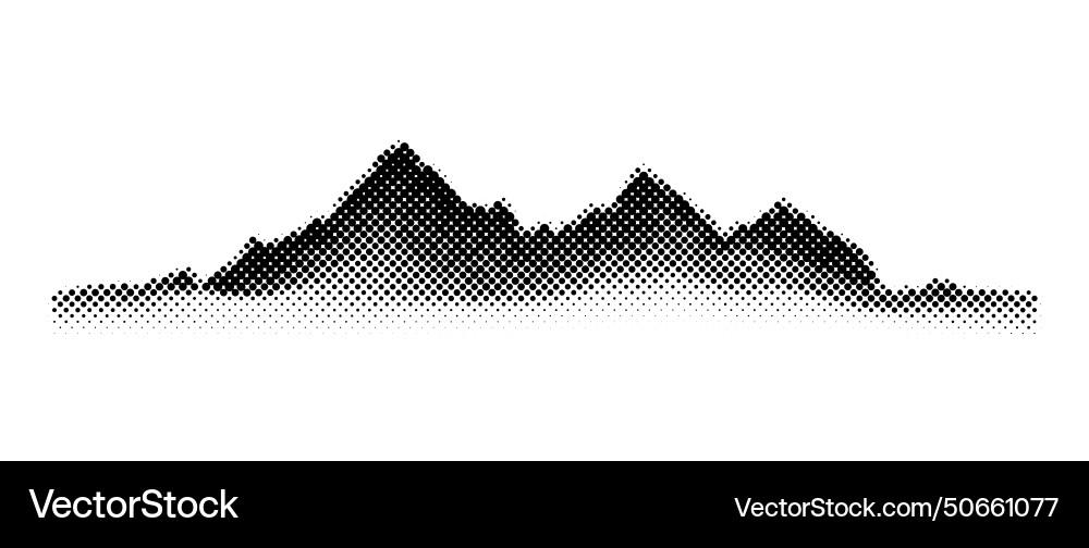 Grunge halftone mountain range black textured Vector Image