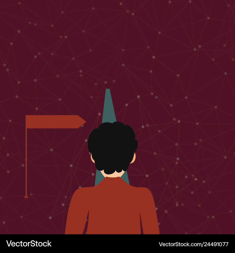 Man facing the distance ahead blocking view Vector Image