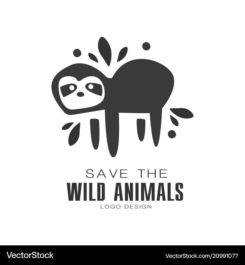Save the wild animals logo design protection Vector Image